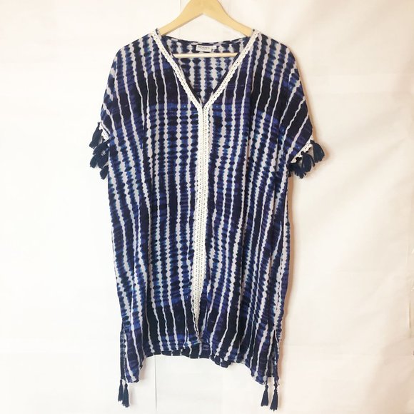 Bindya | Accessories | Bindya Swimsuit Cover Tie Dye Tassel Blue Sm ...